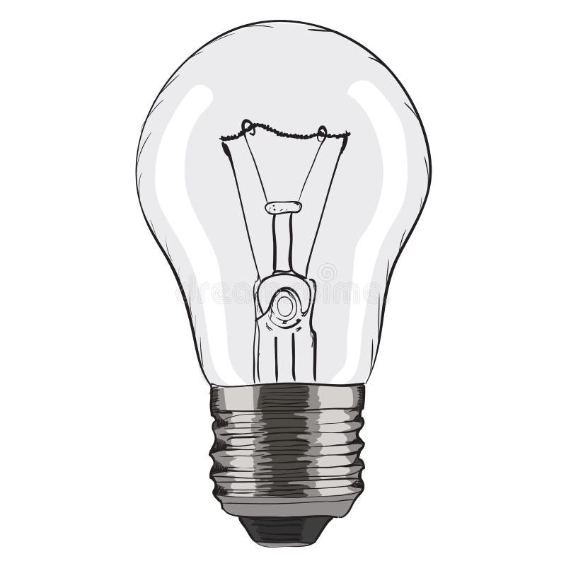 Hand-drawn light bulb. stock vector. Illustration of fluorescent - 55870649