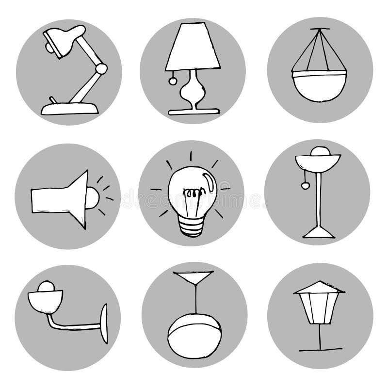 Hand Drawn Light Icons Set. Stock Vector - Illustration of electrical ...