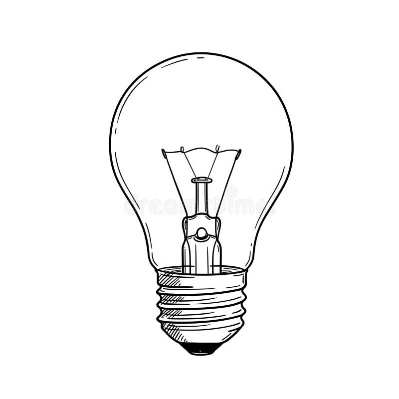 Hand-Drawn Lightbulb Illustration Stock Illustration - Illustration of ...