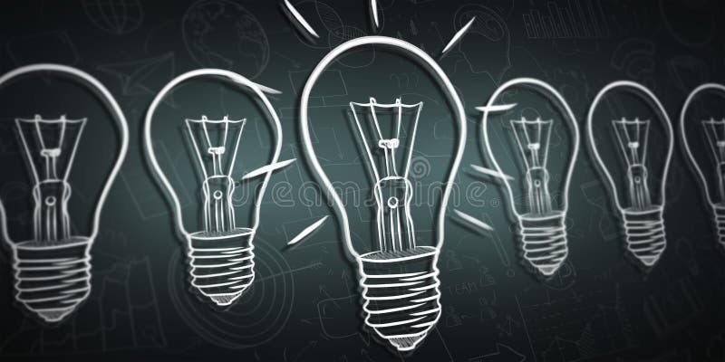 Hand Drawn Lightbulb Sketch Stock Illustration - Illustration of blue ...