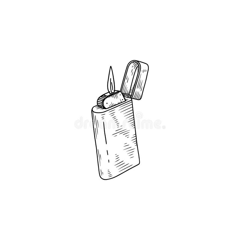 Hand Drawn Lighter in Sketch Style, Vector Illustration Isolated on ...