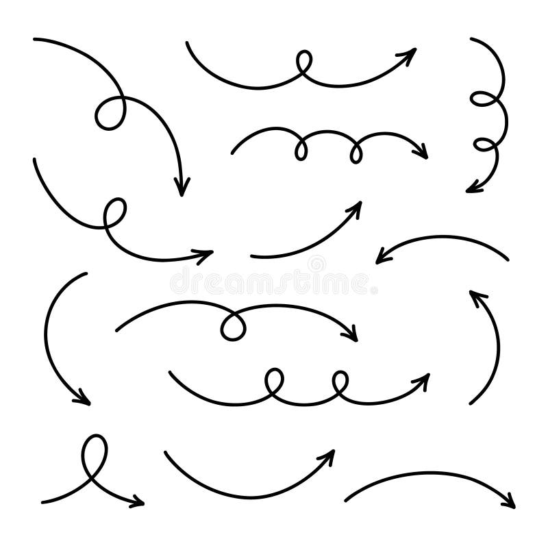 Hand Drawn Line Arrows Set. Vector Line Design Elements Isolated on ...