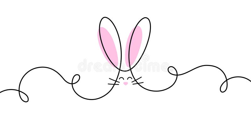 Hand Drawn Line Art Rabbit. Minimalistic Easter Bunny Continuous One ...