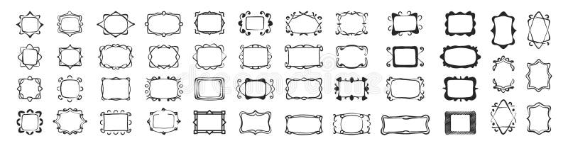 Hand Drawn Line, Border, Frame Vector Design Element Set Stock ...