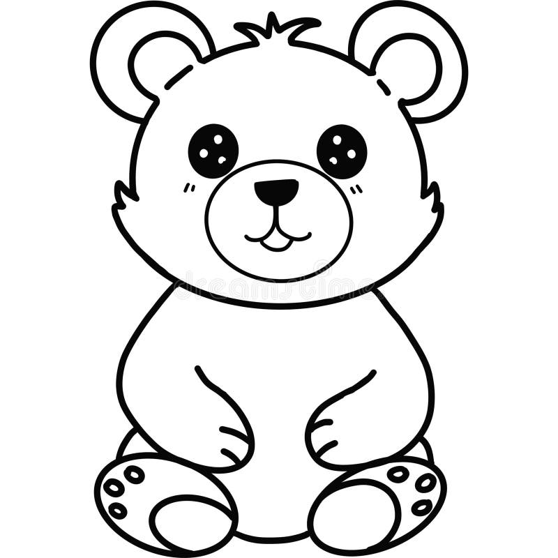 Hand Drawn Line Drawing of a Bear Coloring Page Stock Illustration ...