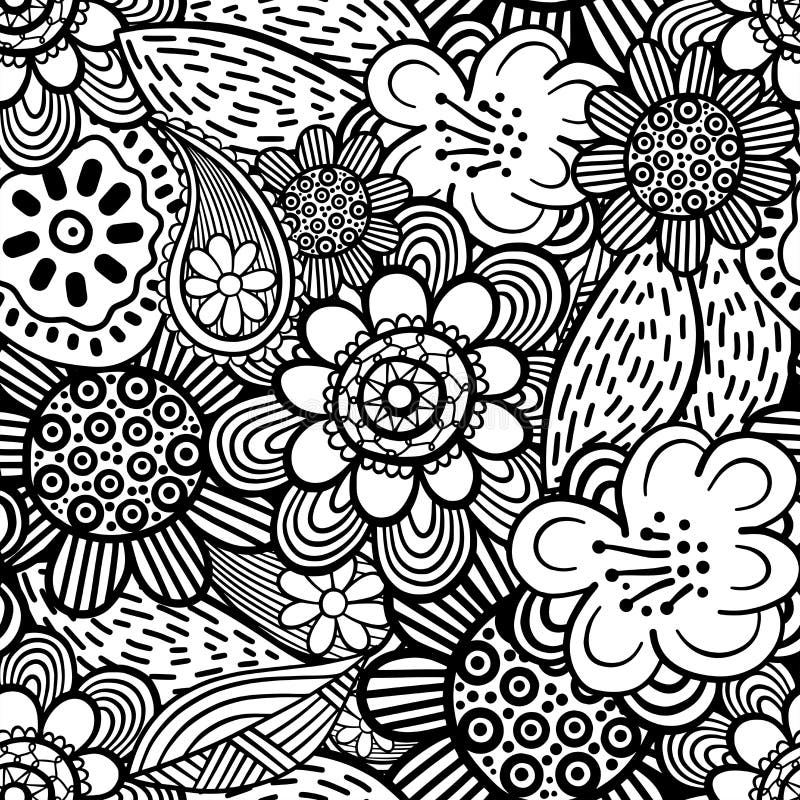 Artistic Floral Line Art Scandinavian Doodle Stock Vector