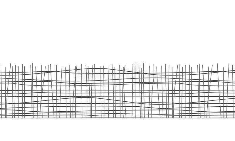 Hand Drawn Line Freehand Grid Vector Outline Texture, Horizontal Border ...