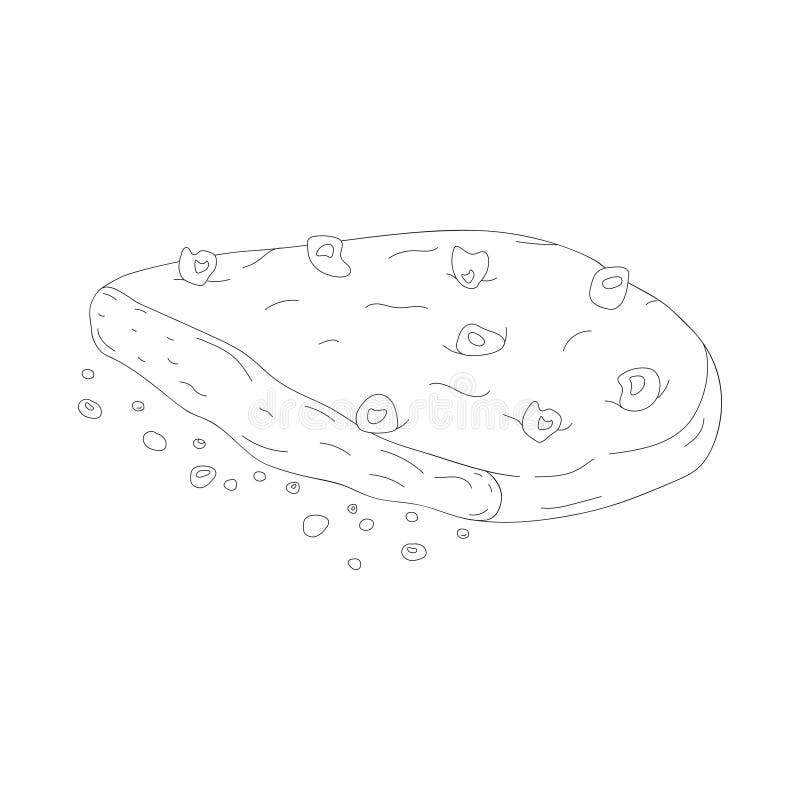 Hand Drawn Line Half of Cookie. Cookie with Chocolate on Top. Vector ...