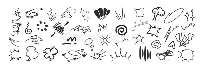 Hand Drawn Line Movement Elements, Doodle Japanese Manga Expression ...