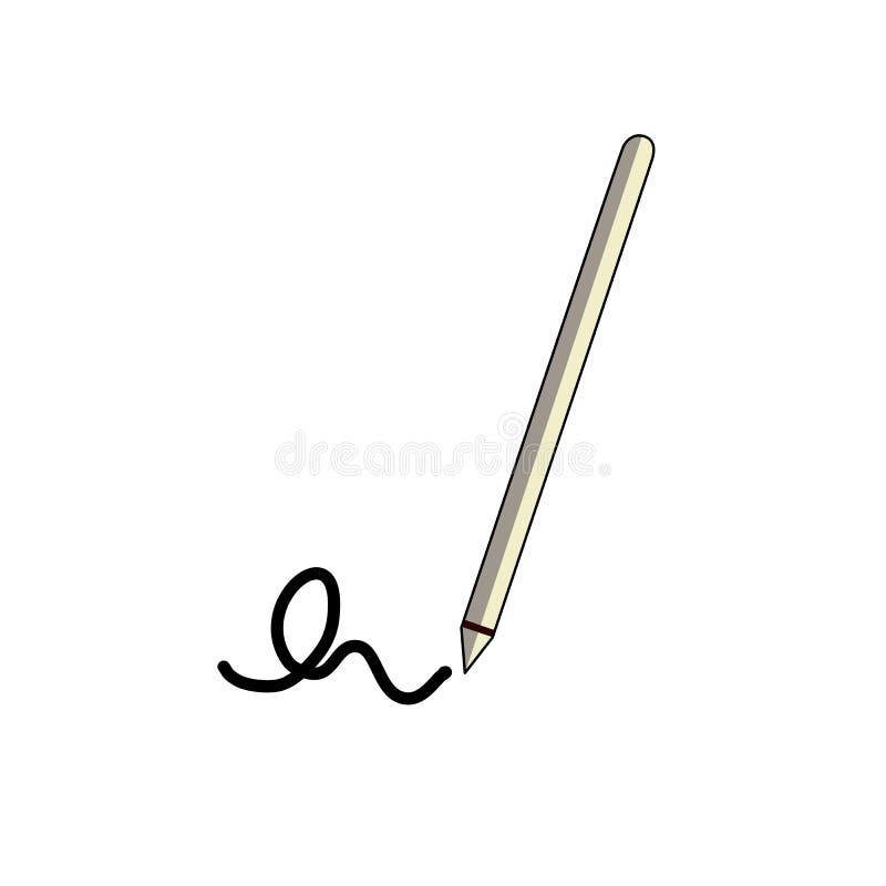 Hand-drawn Line. Pen Icon Isolated on White Stock Vector - Illustration ...