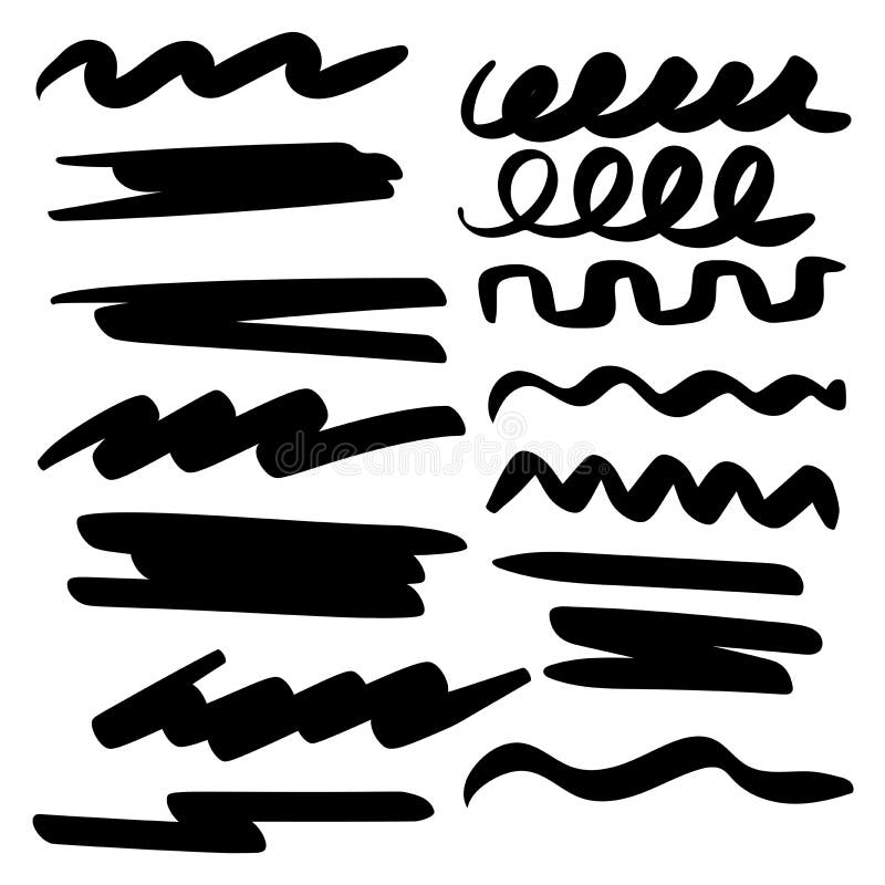 Hand Drawn Line Set Doodle Elements Stock Vector - Illustration of ...