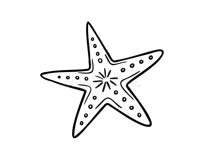 Hand Drawn Line Sketch Starfish Doodle. Decorative Marine Vector ...