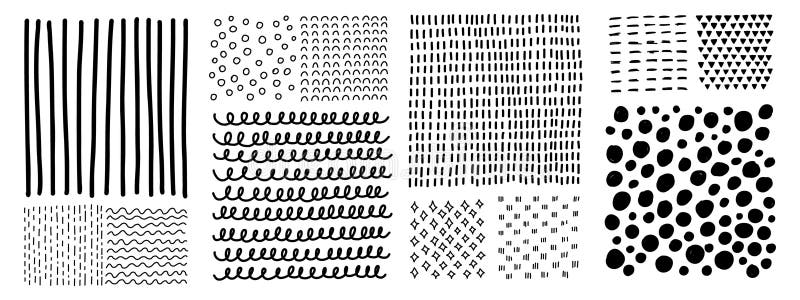 Hand Drawn Line Texture Set. Stock Vector - Illustration of line, white ...