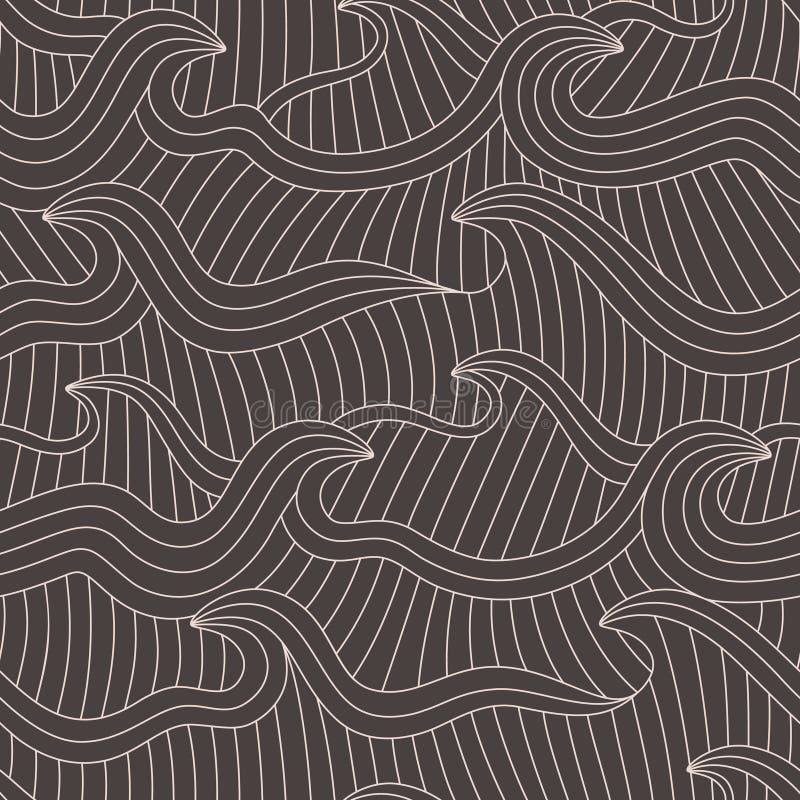 Hand Drawn Linear River, Waves, Ocean, Sea Seamless Pattern. Simple ...