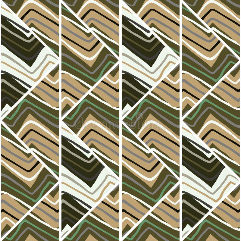Hand Drawn Linear Tile Endless Wallpaper. Abstract Zigzag Waves Mosaic ...