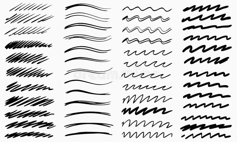 Hand Drawn Lines Scribbles Waves Dashes Design Elements Stock ...