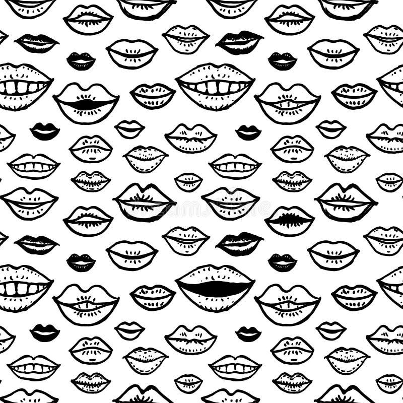 Funny Mouths. Facial Expressions, Cartoon Lips And Tongues. Hand ...