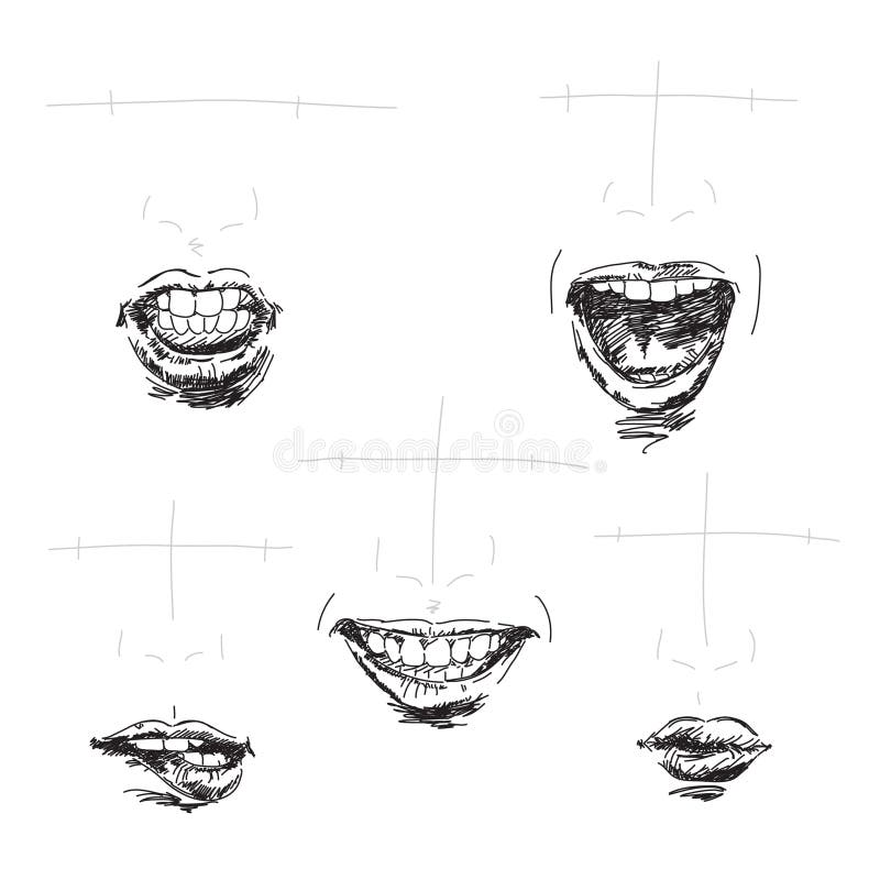 Hand drawn lips stock vector. Illustration of freehand - 41271676