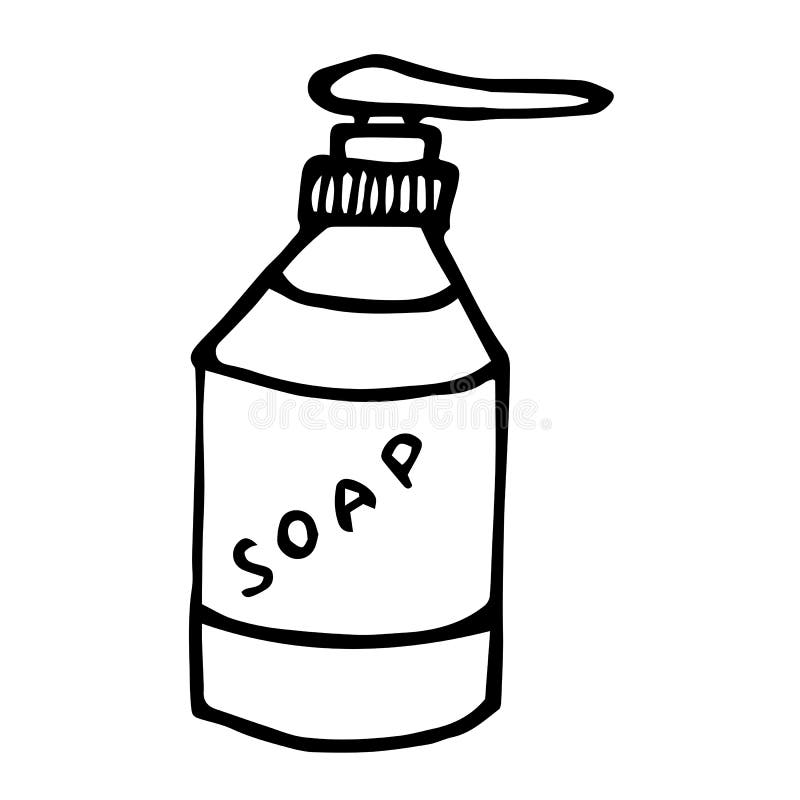 Hand-drawn Liquid Soap in a Hand Jar in Doodle Stock Vector ...