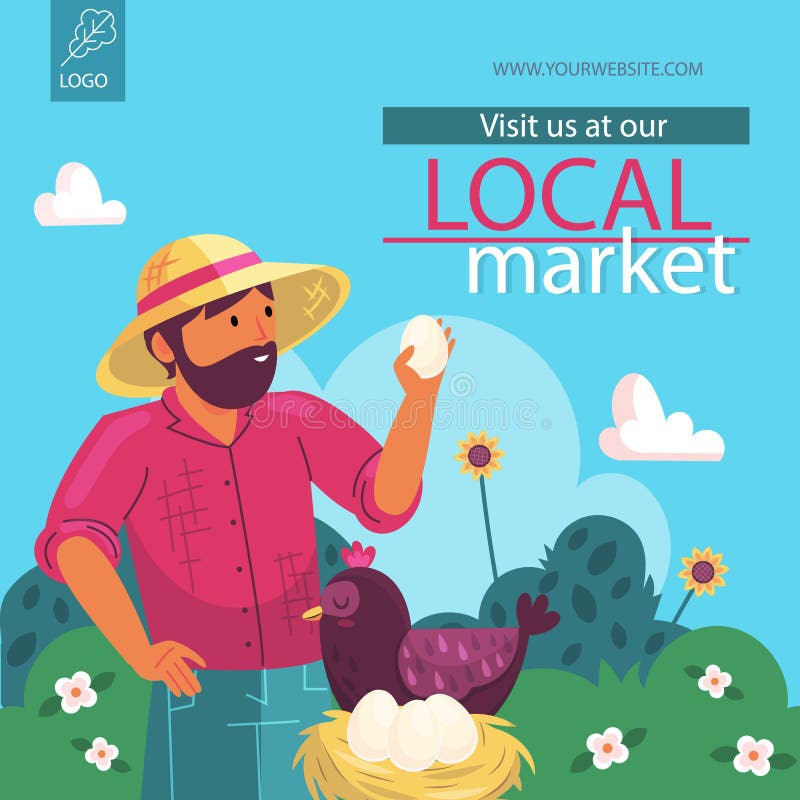 Hand Drawn Local Market Posts Vector Illustration Stock Vector ...