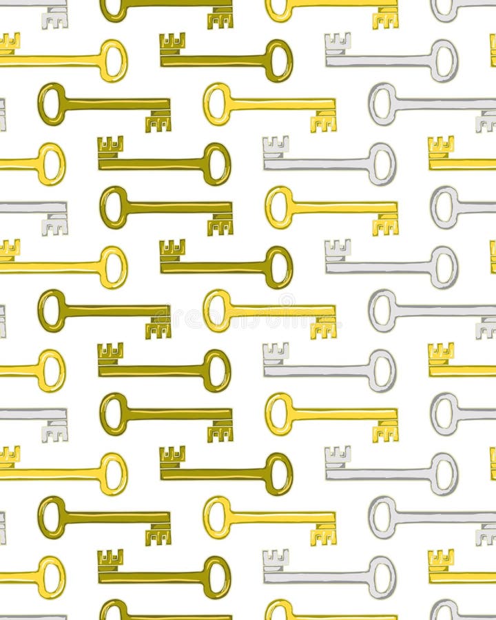 Hand Drawn Lock and Key Vector Seamless Pattern Stock Vector ...