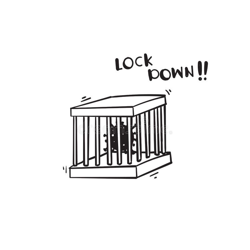 Hand Drawn Lockdown Icon Symbol Illustration for Corona Virus Disease ...