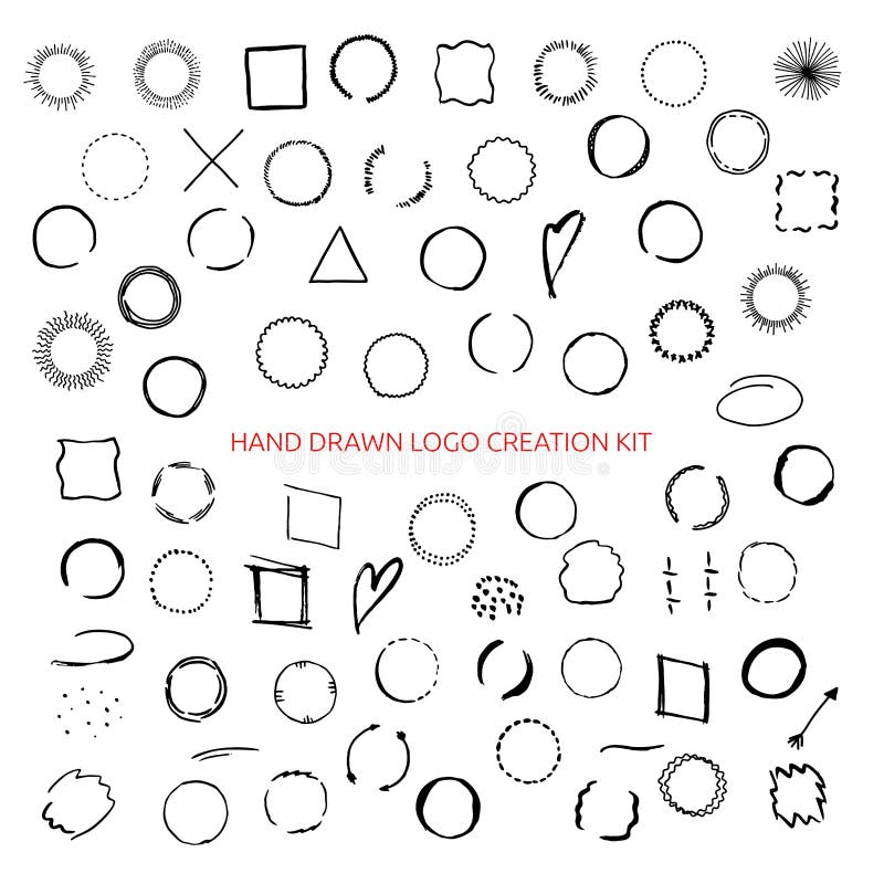 Hand Drawn Logo Creation Kit. Stock Illustration - Illustration of ...