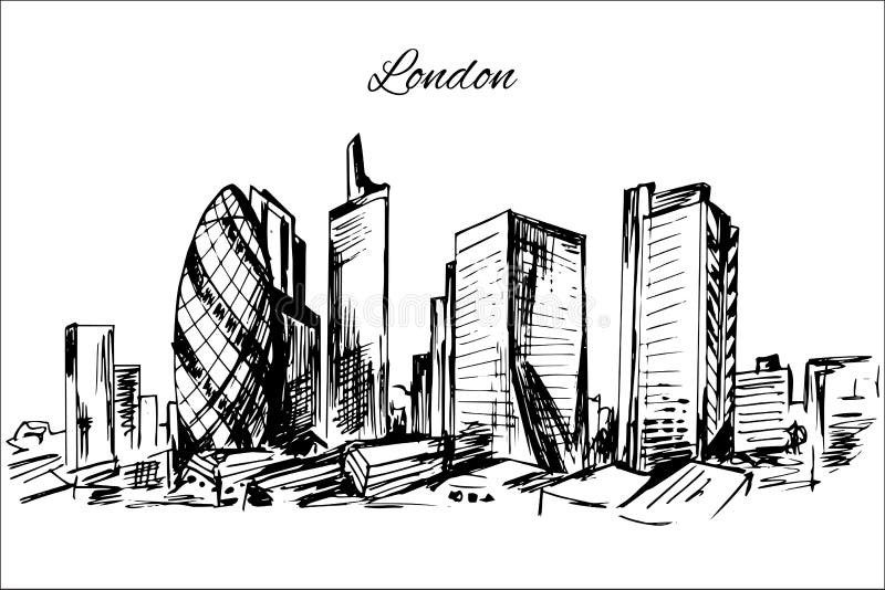 Hand Drawn London Cityscape Stock Vector - Illustration of drawn ...