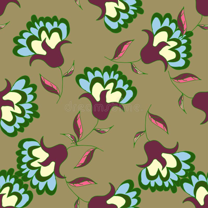 Hand Drawn Loral Seamless Pattern Stock Vector - Illustration of lovely ...