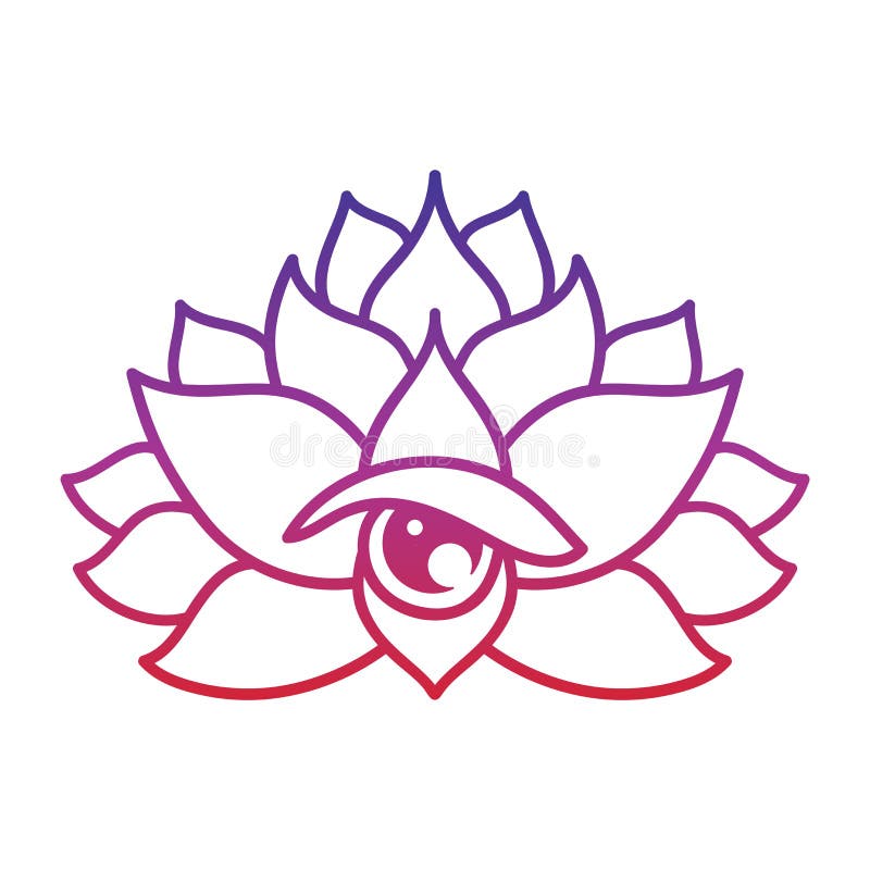 Hand Drawn Lotus Flower Tattoo Design with Third Eye. Graphic Mandala ...