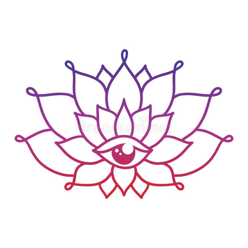 Hand Drawn Lotus Flower Tattoo Design with Third Eye. Graphic Mandala ...