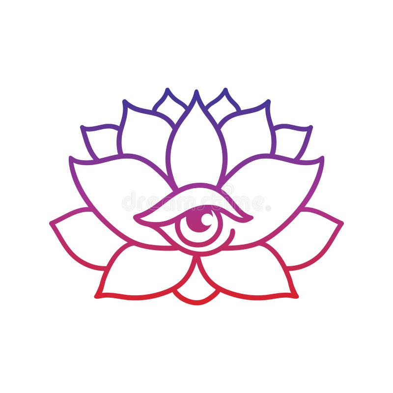 Hand Drawn Lotus Flower Tattoo Design with Third Eye. Graphic Mandala ...