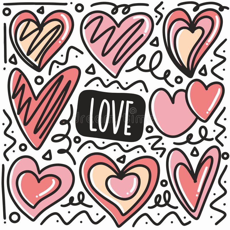 Love doodle vector set stock vector. Illustration of kiss - 45413278