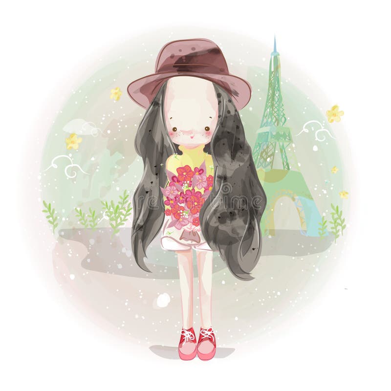 Hand Drawn a Lovely Girl. Vector Illustration Stock Illustration ...