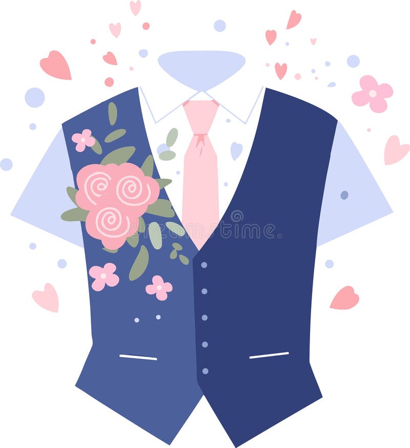 Hand Drawn Luxury Groom Suit in Flat Style Stock Vector - Illustration of celebration, macho ...