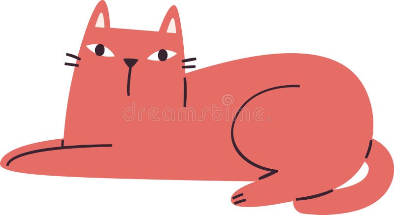 Hand Drawn Lying Cat stock vector. Illustration of design - 331032952