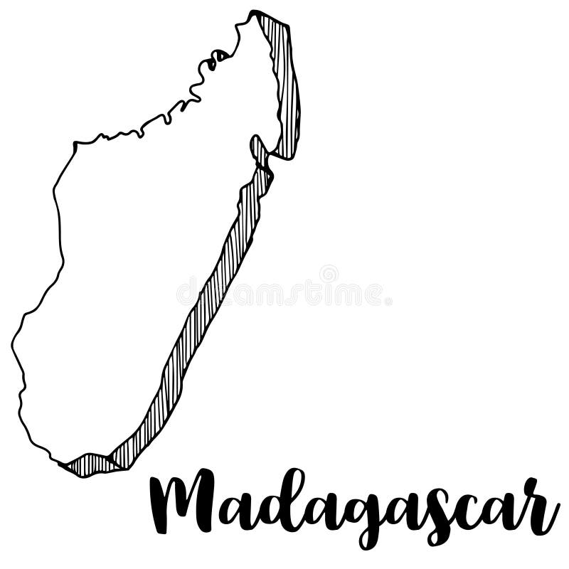Hand Drawn of Madagascar Map Stock Illustration - Illustration of ...