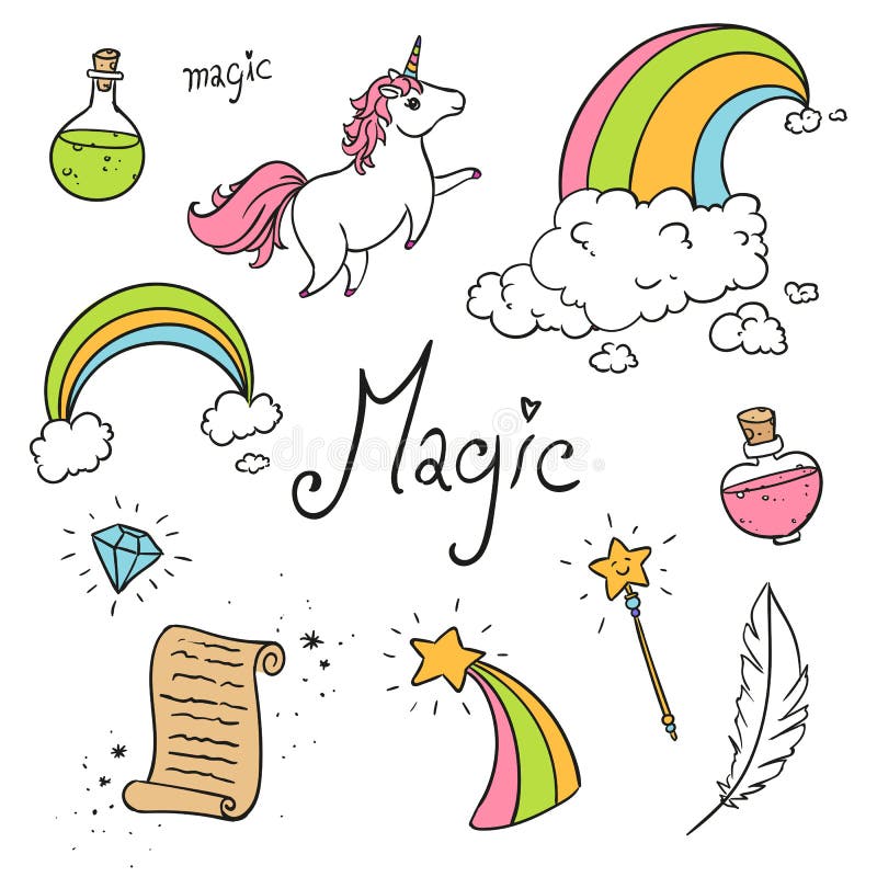 Hand Drawn Magic Doodles stock illustration. Illustration of fantasy ...