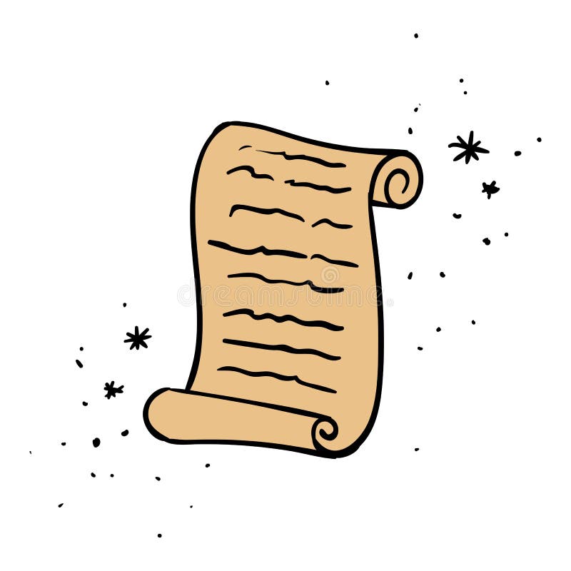 Hand Drawn Magic Scroll Doodle Stock Illustration - Illustration of ...