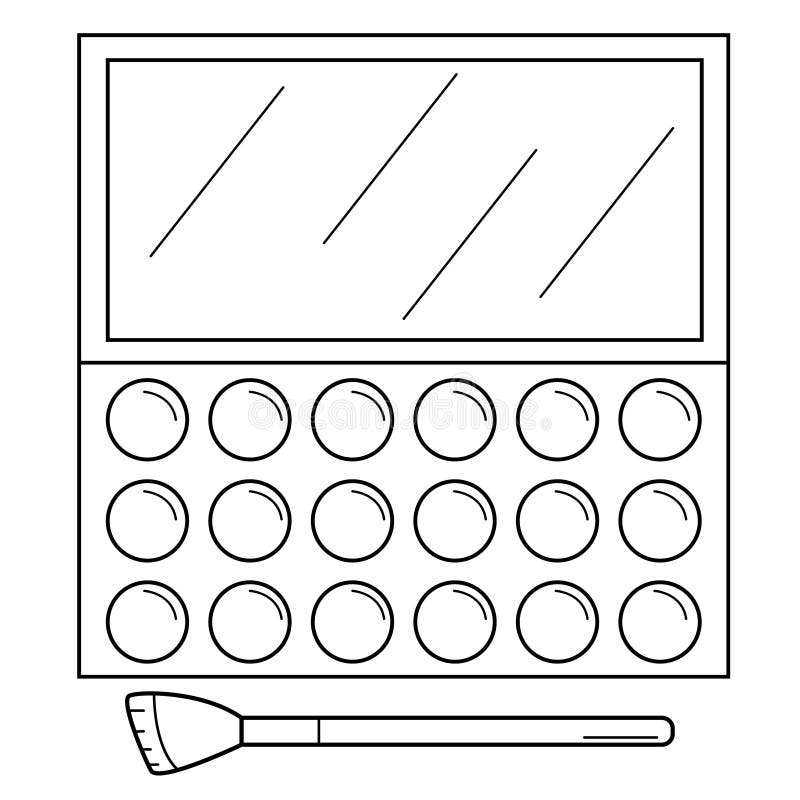 Hand Drawn Makeup Palette and Brush. Cosmetics for the Face Stock ...