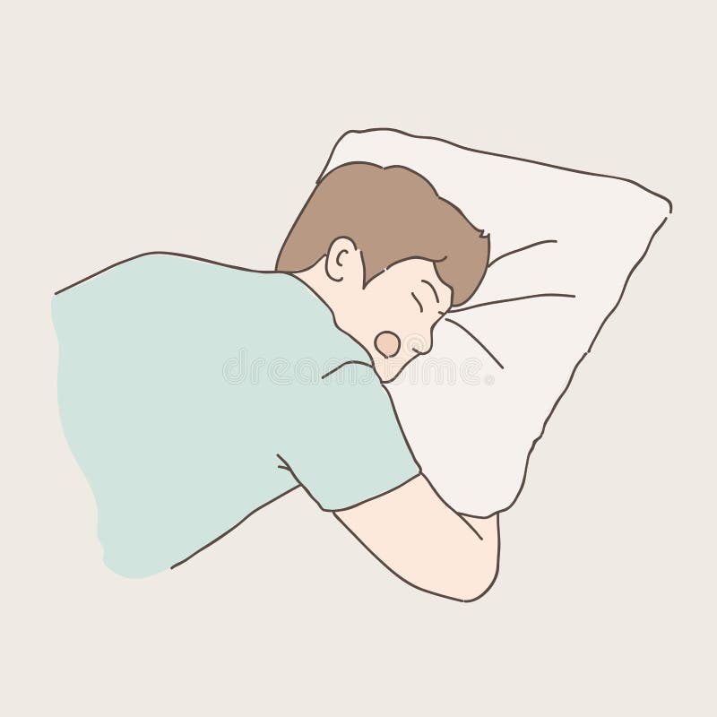 Hand Drawn a Man Sleeping Well. Stock Illustration - Illustration of ...