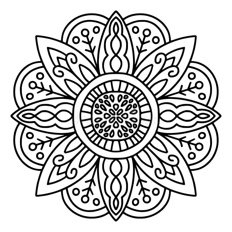 Hand Drawn Mandala Design. Coloring Page Stock Vector - Illustration of ...