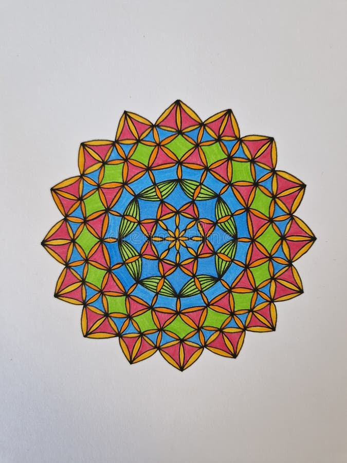 Hand Drawn Colorful Mandala Stock Photo - Image of design, drawing ...