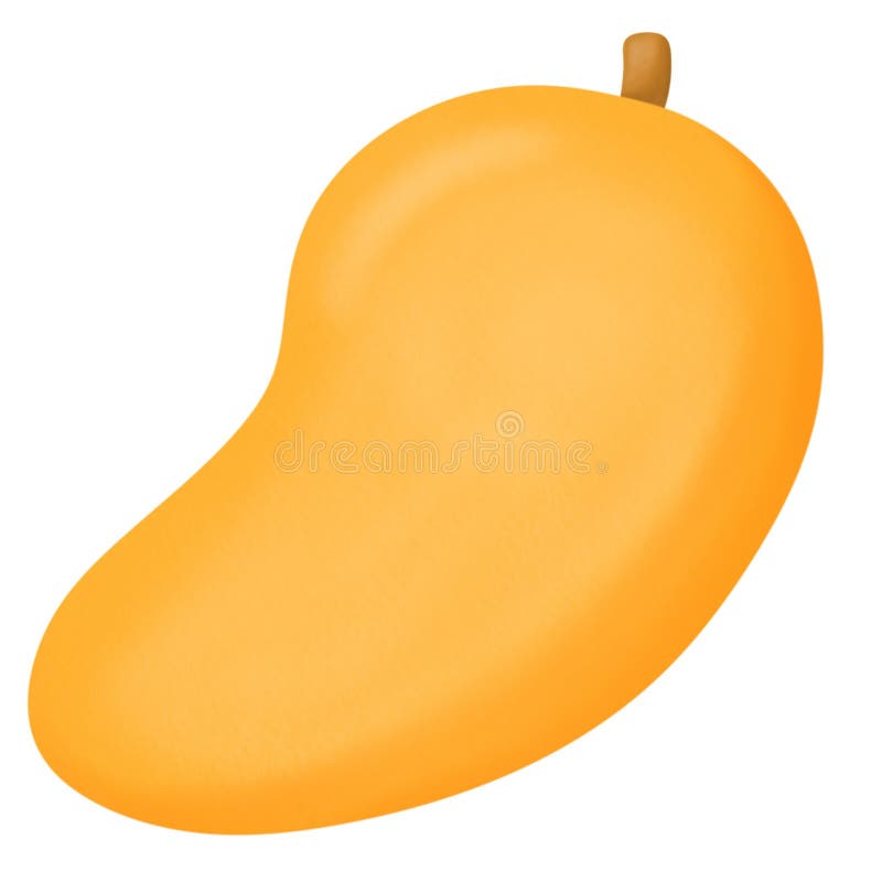 Hand Drawn Mango Fruit Watercolor Icon Cartoon Illustration Stock ...