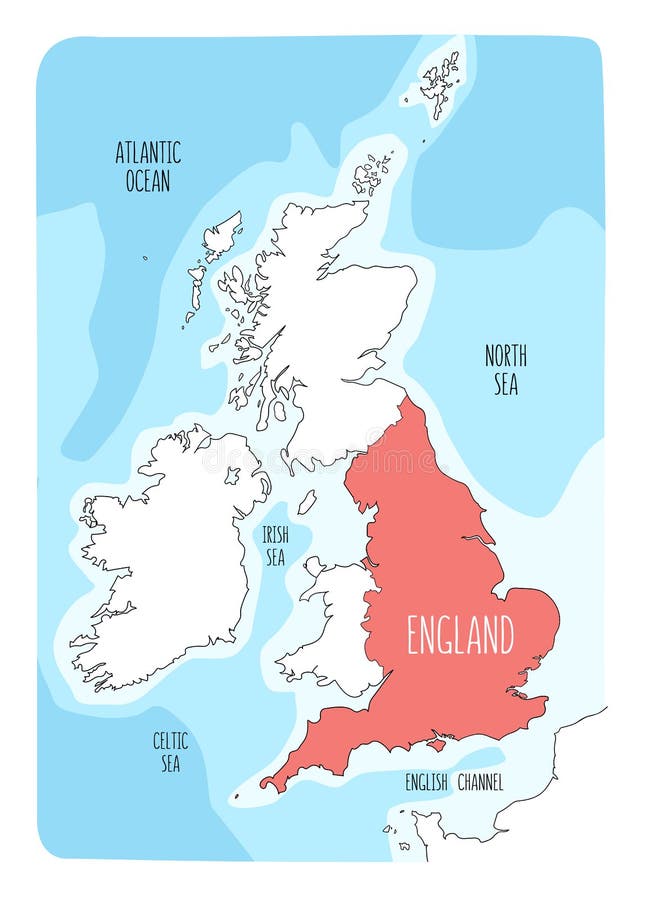 Hand Drawn Map of England and the British Isles. Stock Vector ...