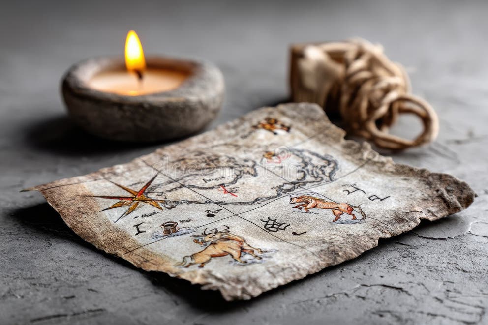 Hand-drawn Map Featuring Mythological Creatures Illuminated by ...