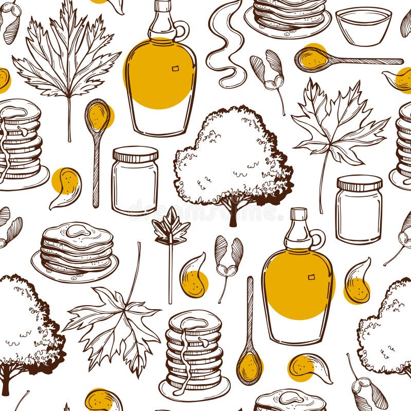 Maple Syrup Set. Vector Pattern Stock Vector - Illustration of liquid ...