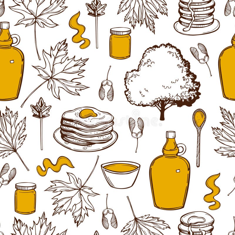 Maple Syrup Set. Vector Pattern Stock Vector - Illustration of ...