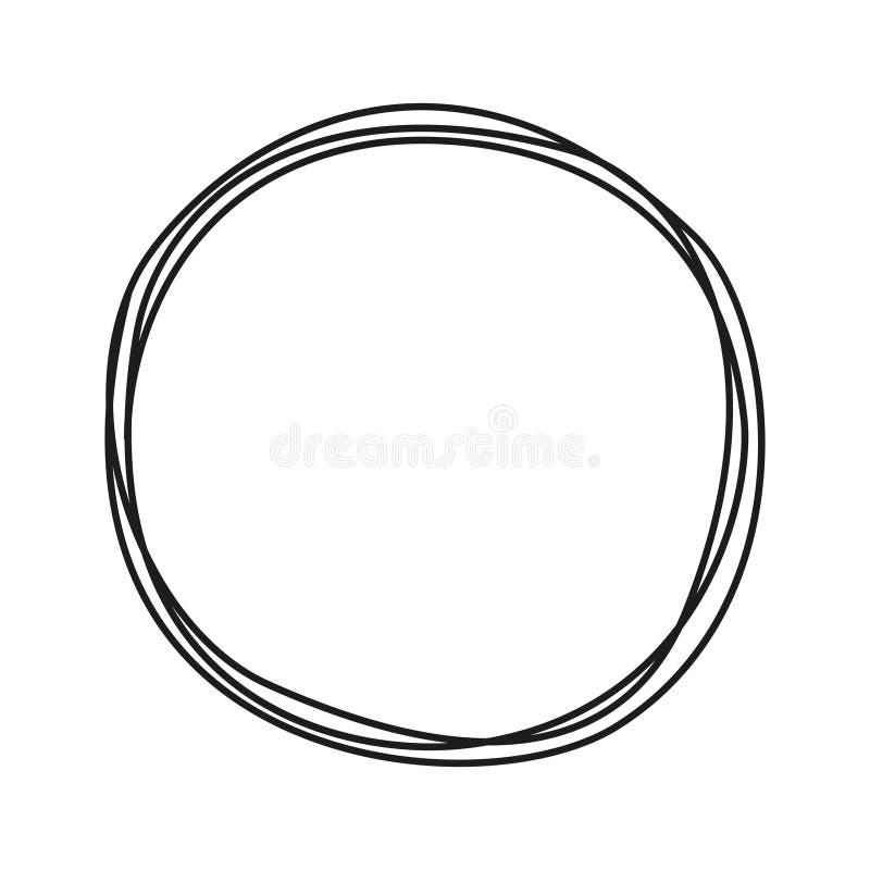 Hand Drawn Marker Circle, Continuous Black Line Round Frame Stock ...