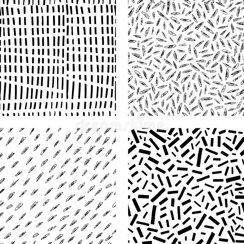 Hand Drawn Marker and Ink Seamless Patterns Stock Vector - Illustration ...